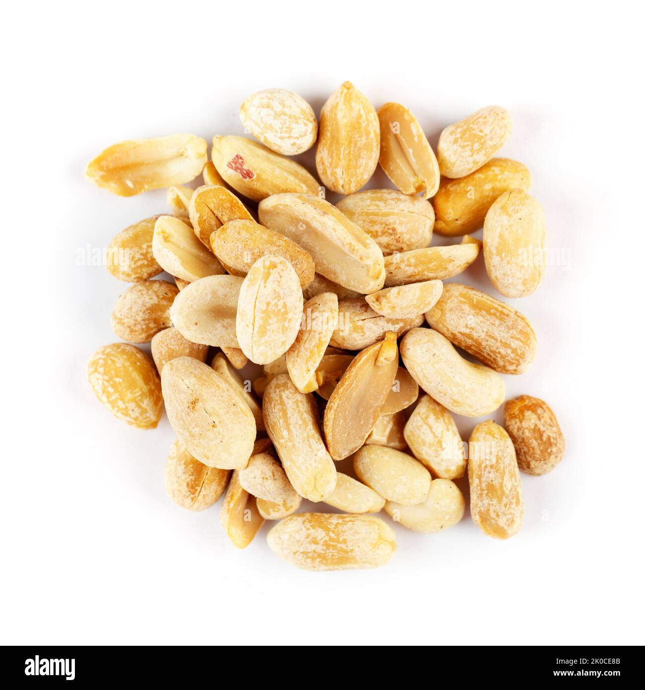 Arranged peanuts peeled and isolated on white background. Full depth of ...