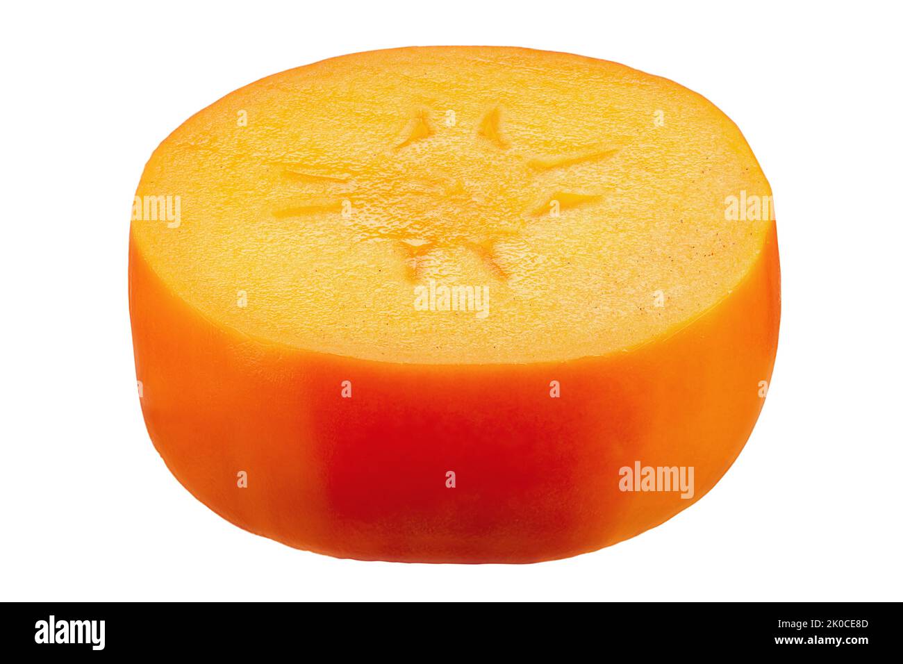 Piece ripe orange persimmon fruit isolated on white background. File ...