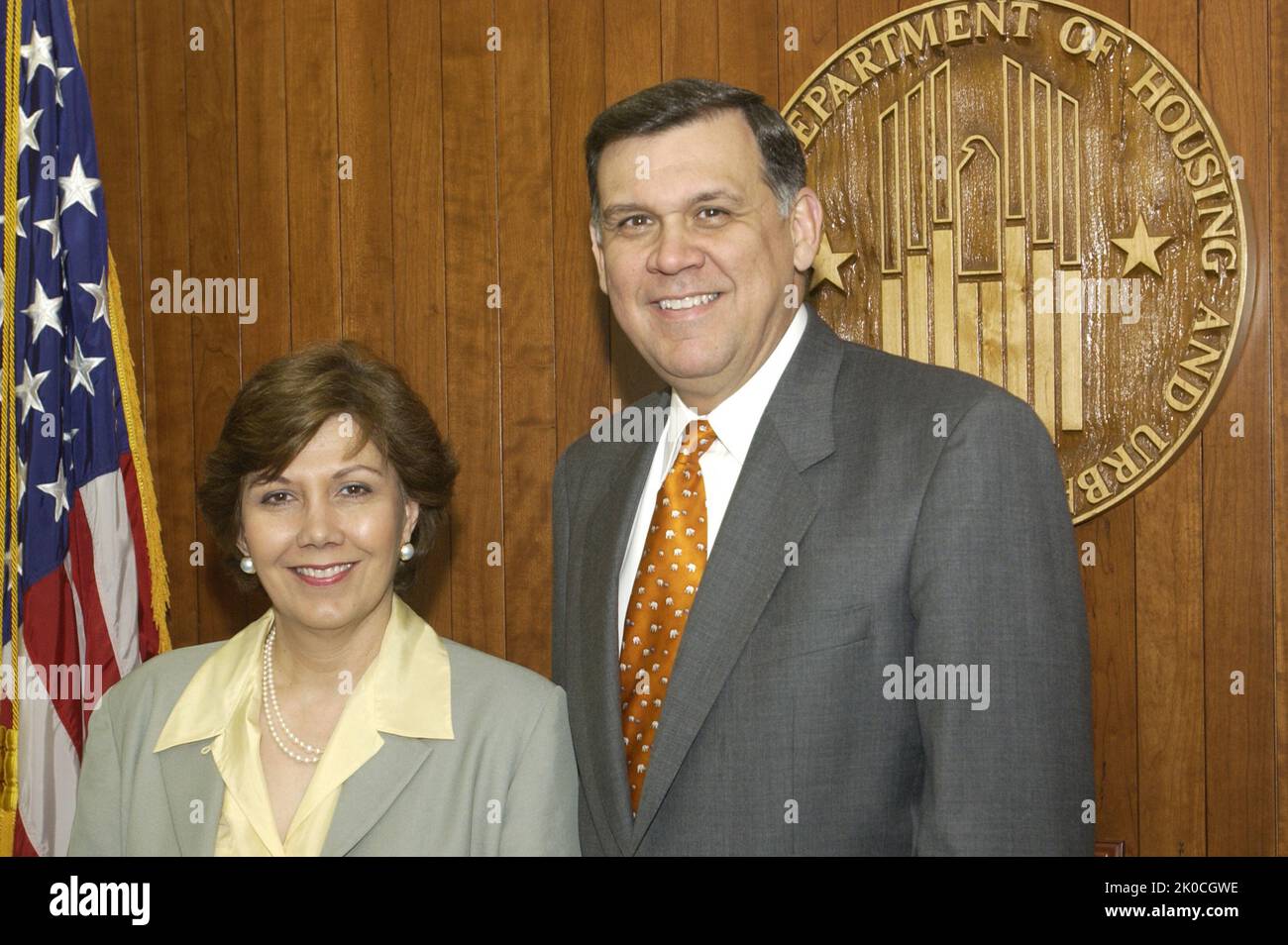 Secretary Mel Martinez with Linda Chavez. Secretary Mel Martinez with ...