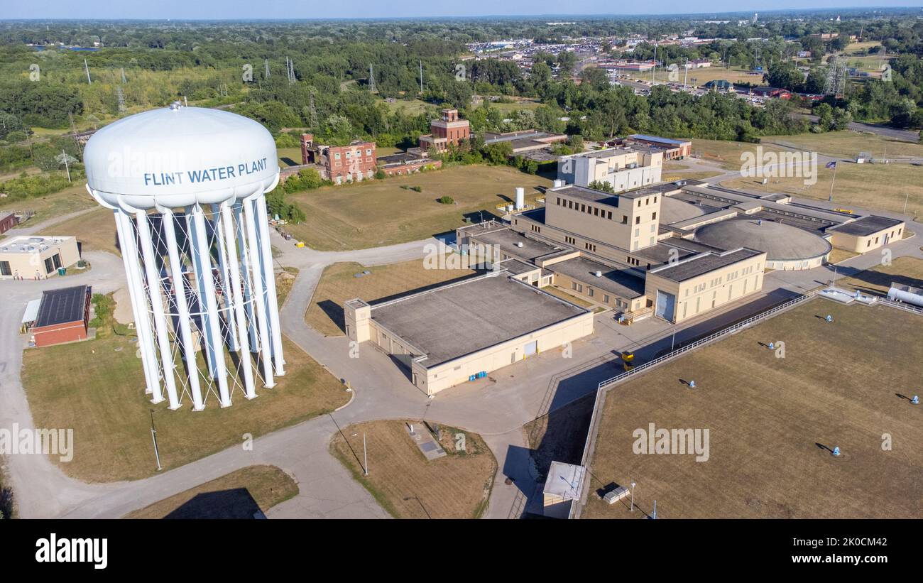 Flint Water Tower, Flint Water Plant, Flint, Michigan, USA Stock Photo ...