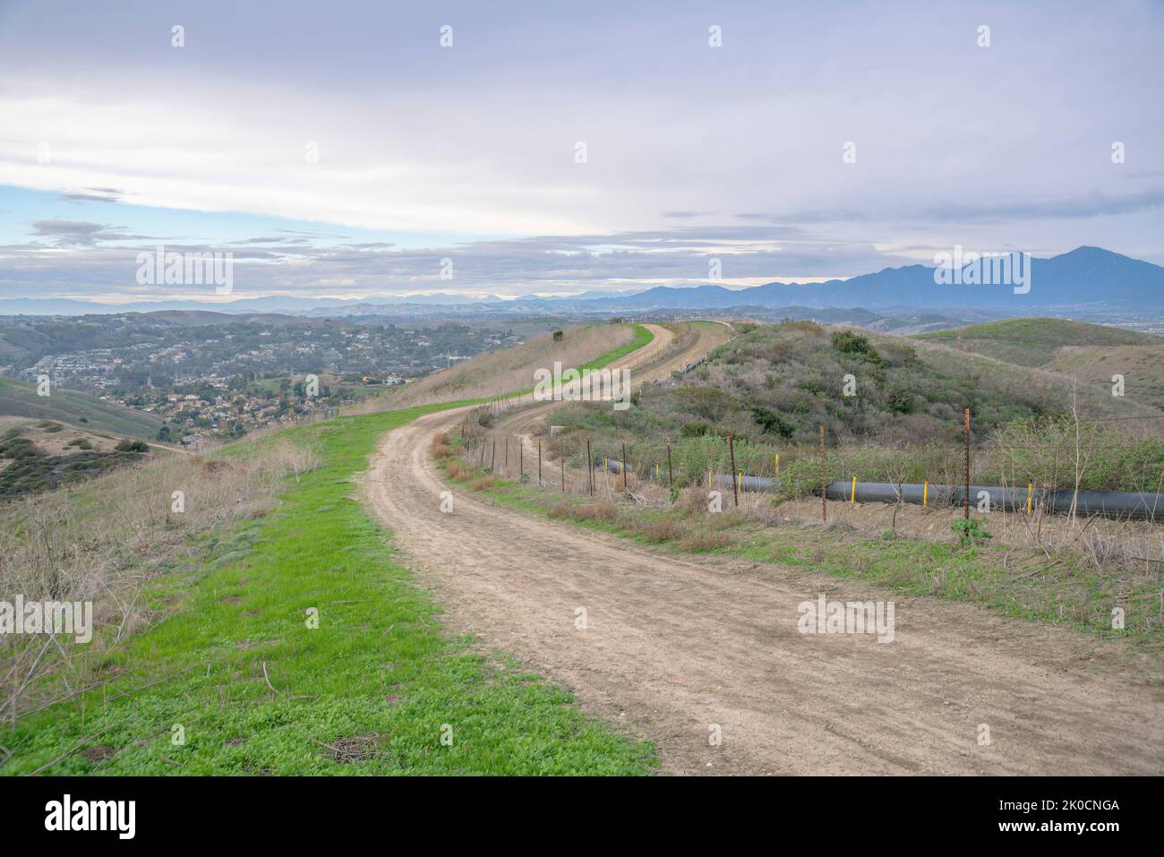 Hiking trail with barriers on a mountain a San Clemente, California ...