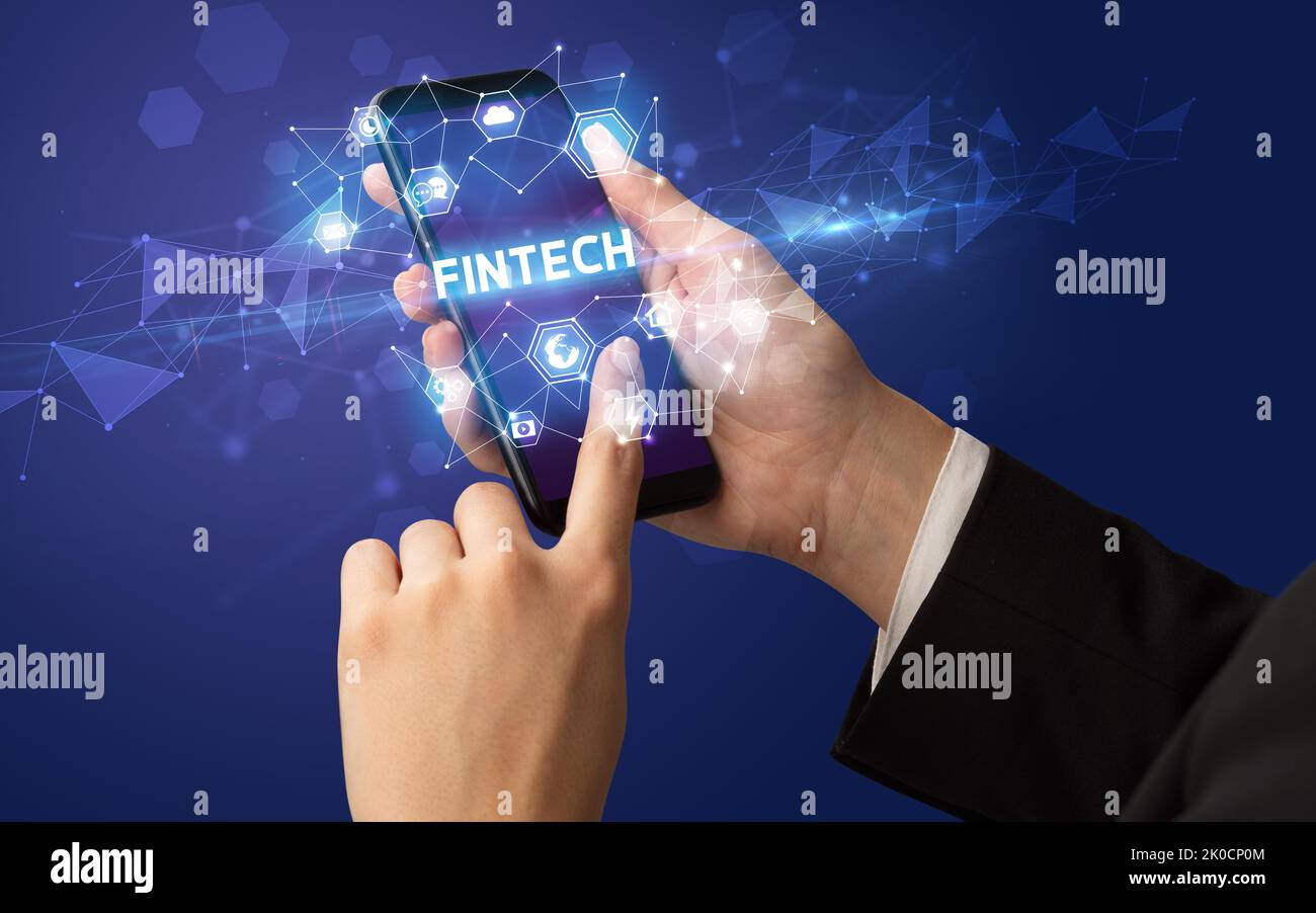 Hand using smartphone with technology concept Stock Photo - Alamy