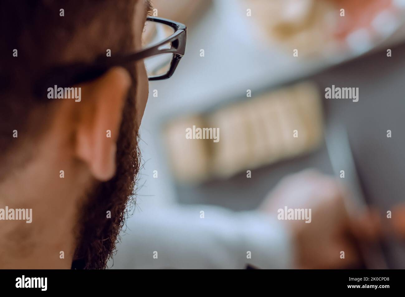 close up. man making sandwiches in the kitchen Stock Photo - Alamy