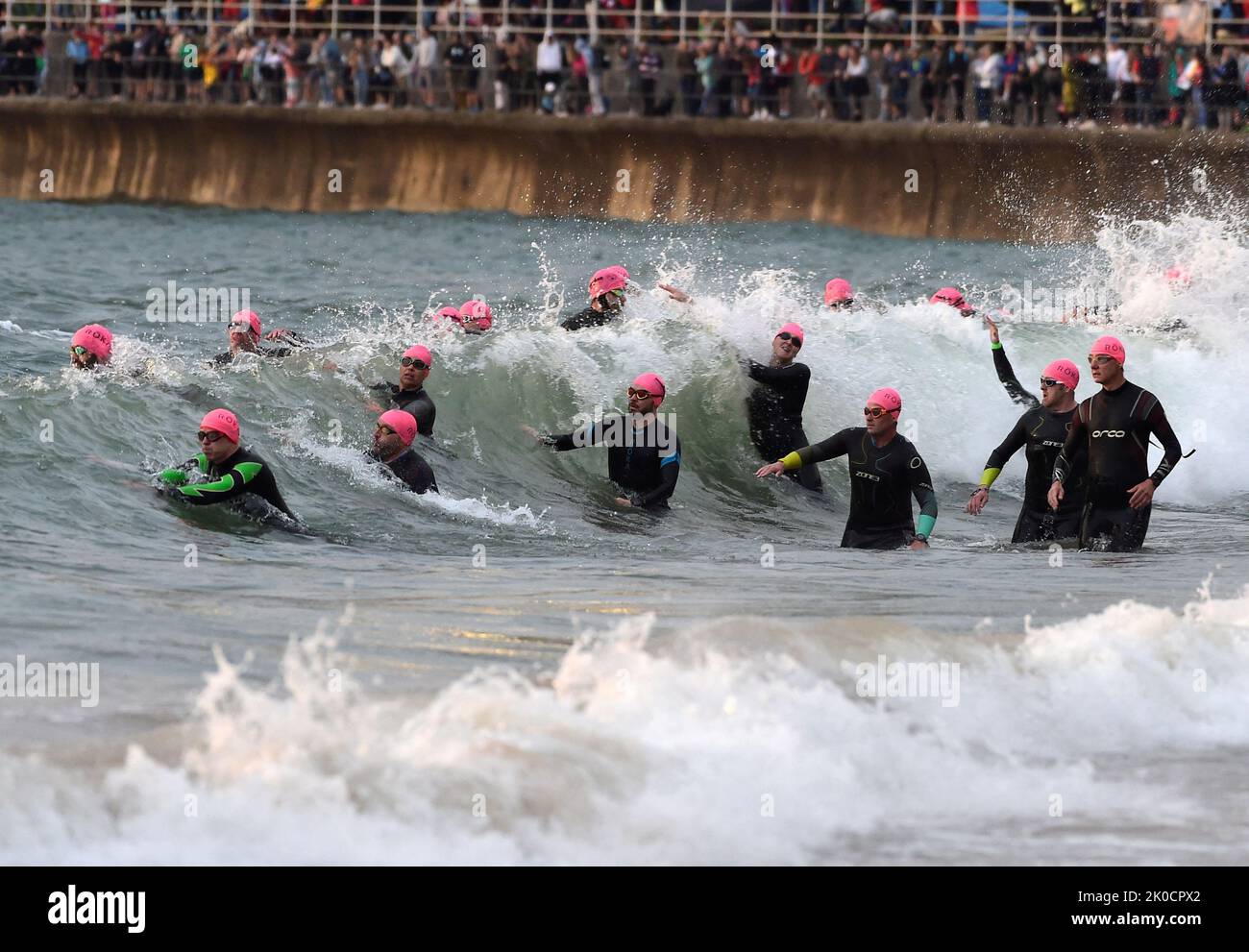 Tenby beach swim hi-res stock photography and images - Alamy