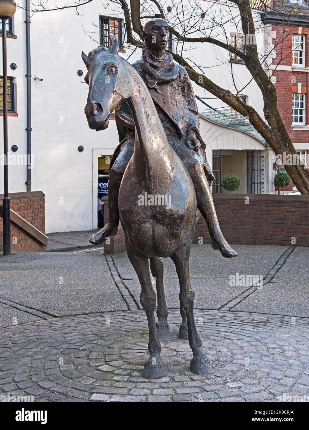 “Cloaked Horseman”, a sculpture by David Backhouse in Bristol, UK Stock ...