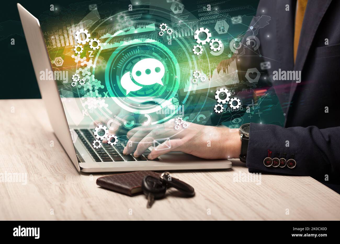 Business hand typing on a modern laptop Stock Photo - Alamy