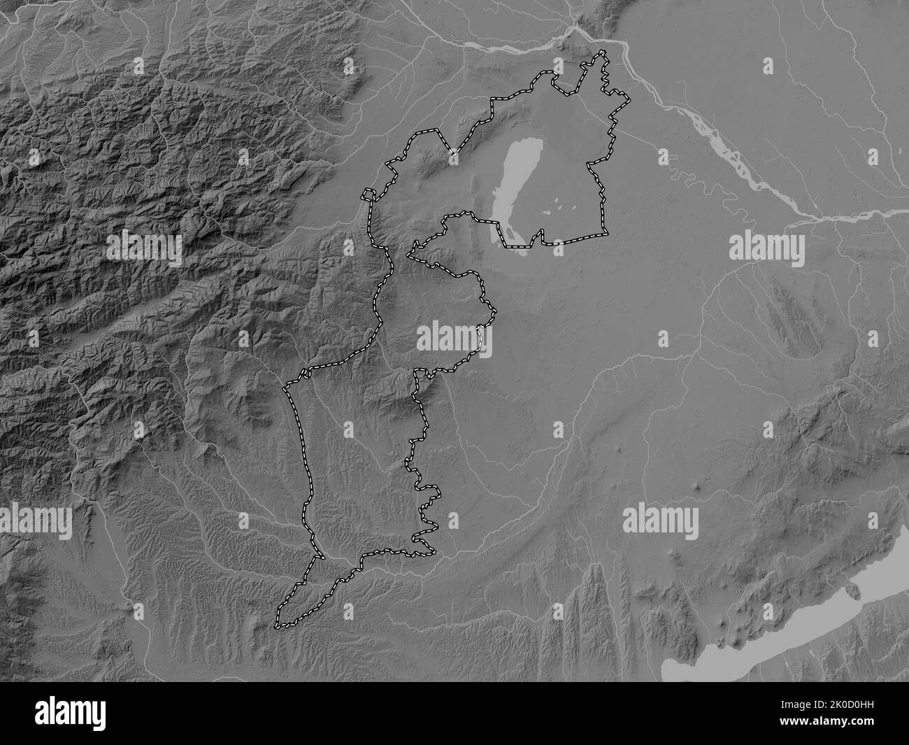 Burgenland, state of Austria. Grayscale elevation map with lakes and rivers Stock Photo - Alamy