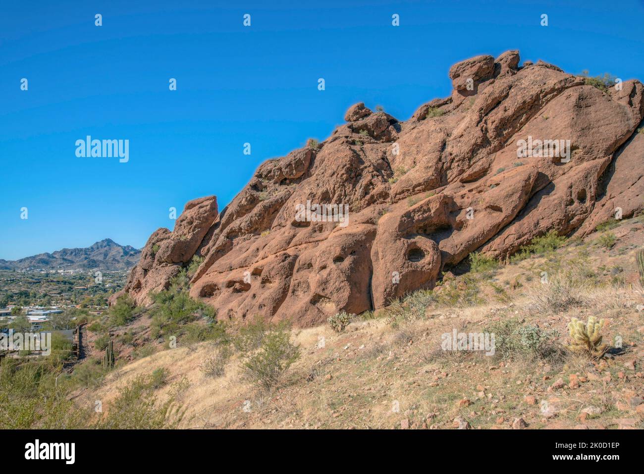 Camelback Mountain, Phoenix, Arizona- Rock formations on a cliff with a ...