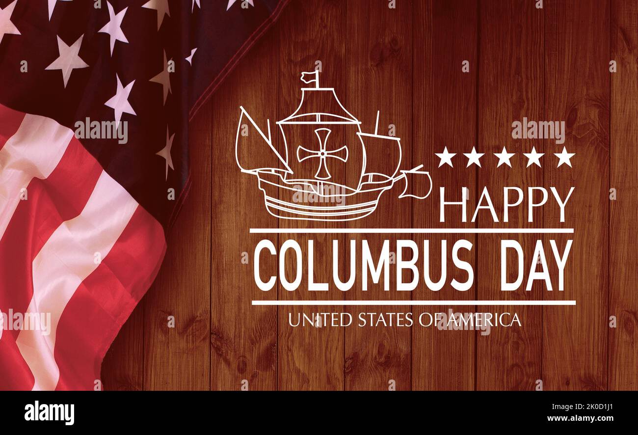 Happy Columbus day banner, american patriotic background Stock Photo ...
