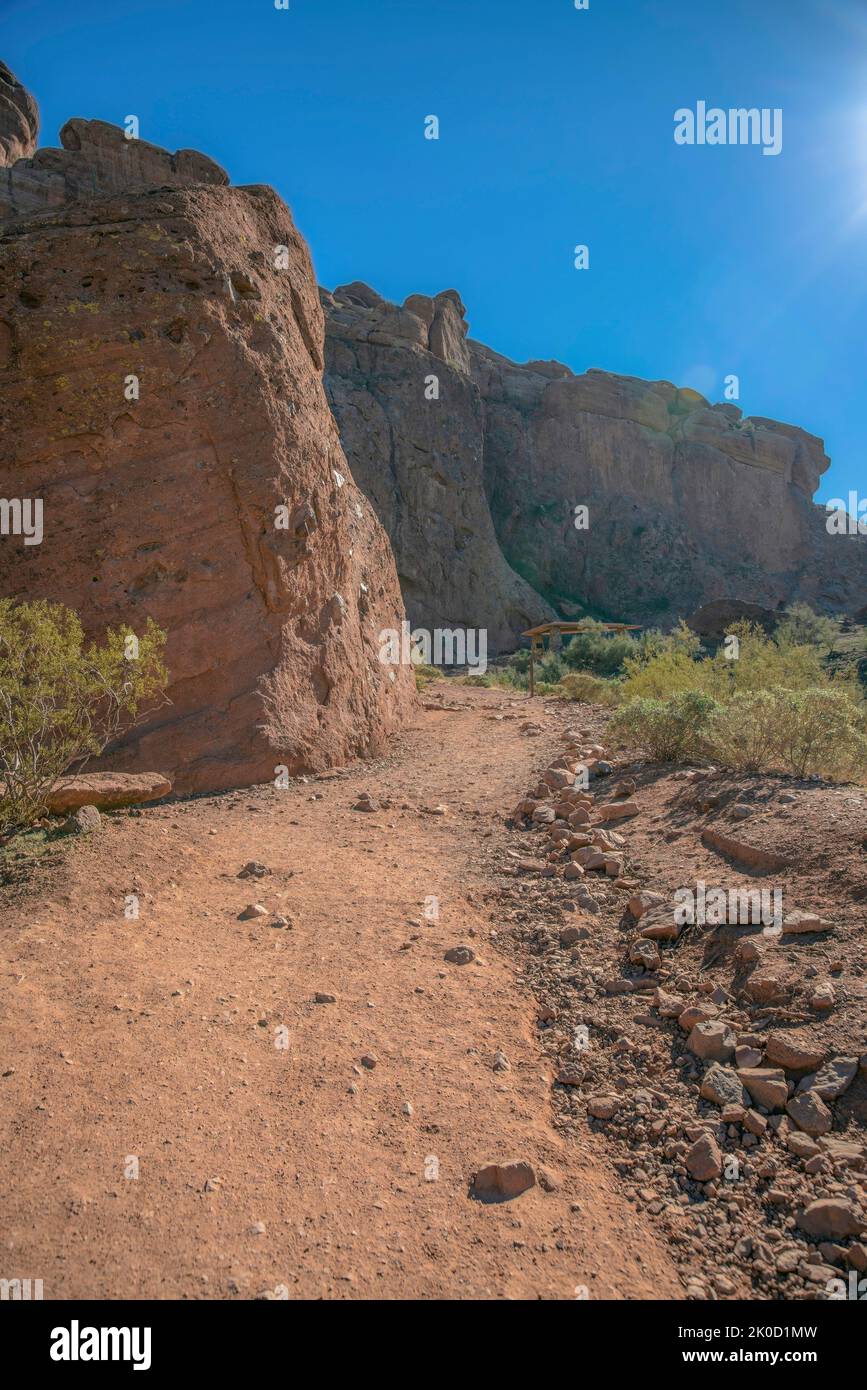 Camelback Mountain, Phoenix, Arizona- Hiking trail beside the rock ...