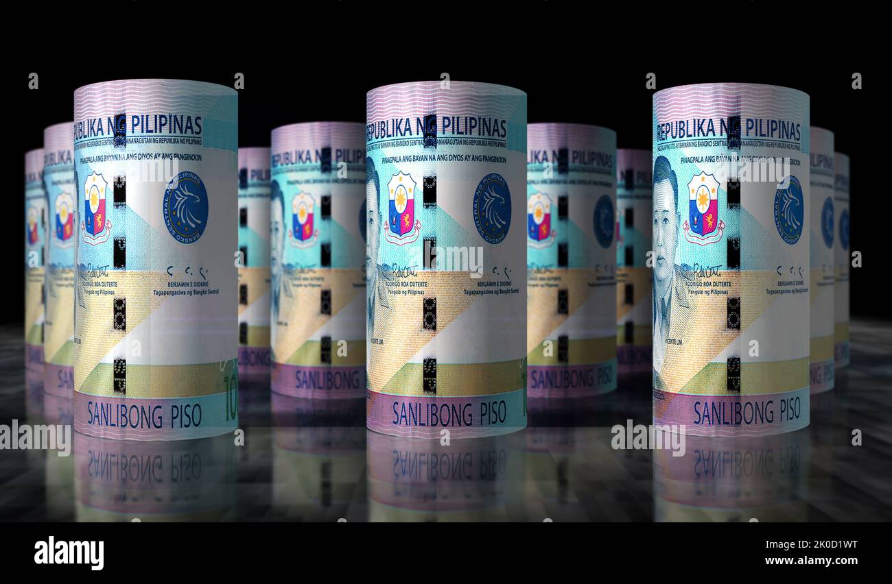 Philippines money Philippine Peso money rolled 3d illustration. PHP ...
