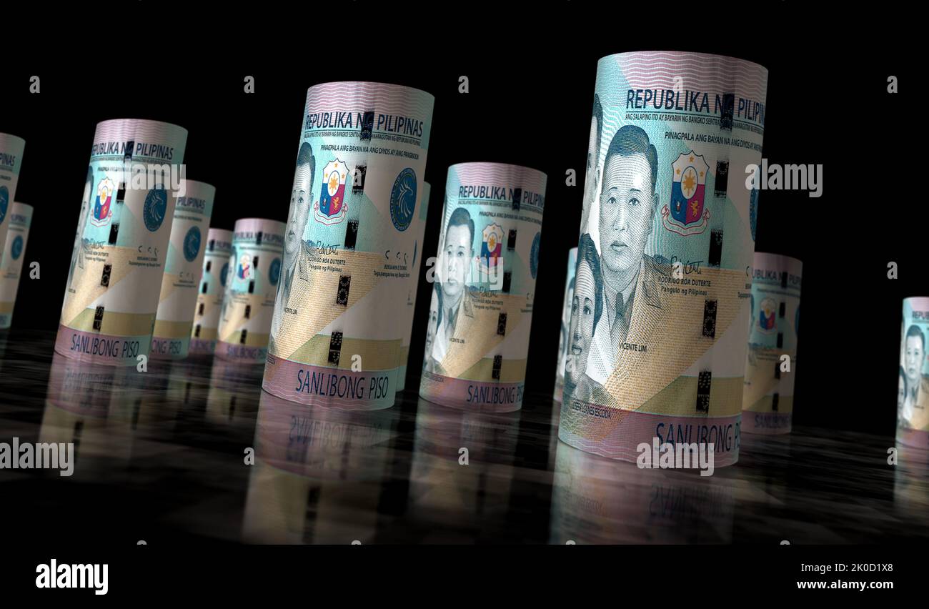 Philippines money Philippine Peso money rolled 3d illustration. PHP ...