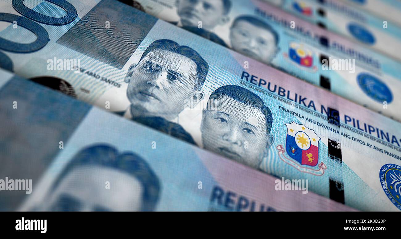 Philippine Peso money printing 3d illustration. PHP banknote print ...