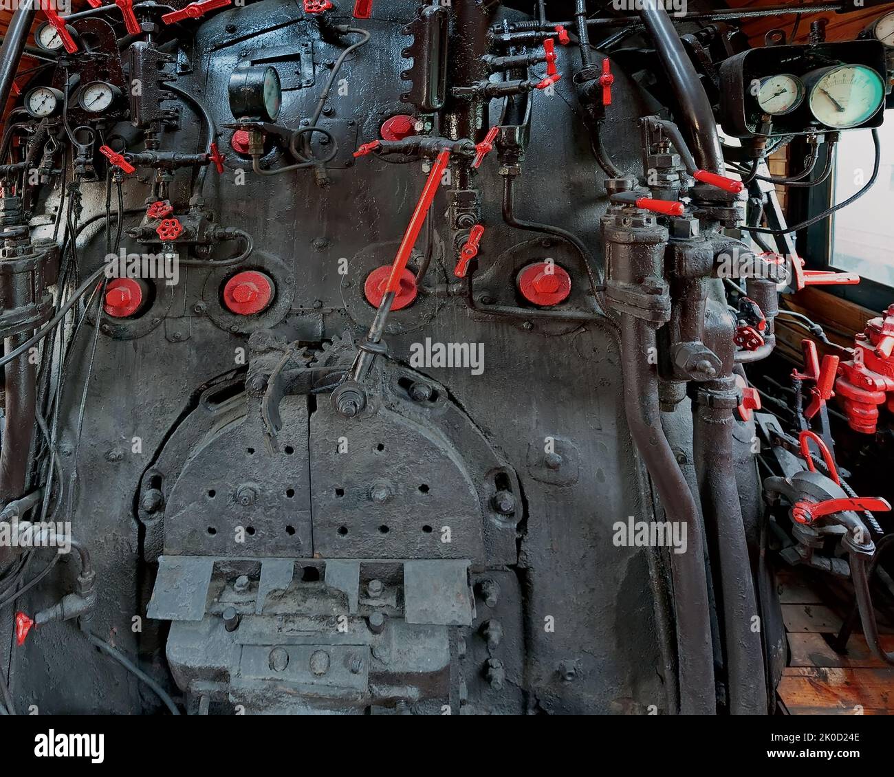 Engine room detail of a steam locomotive Stock Photo - Alamy