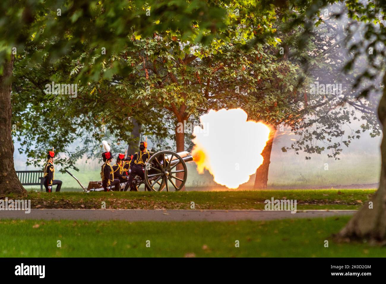 41 gun salute by The King's Troop, Royal Horse Artillery following the ...