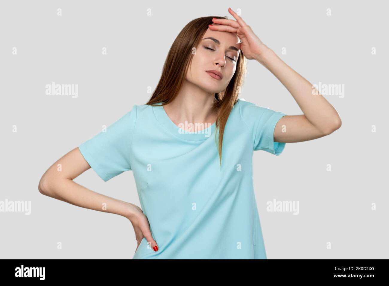 Exhausted woman tired caucasian hi-res stock photography and images - Alamy