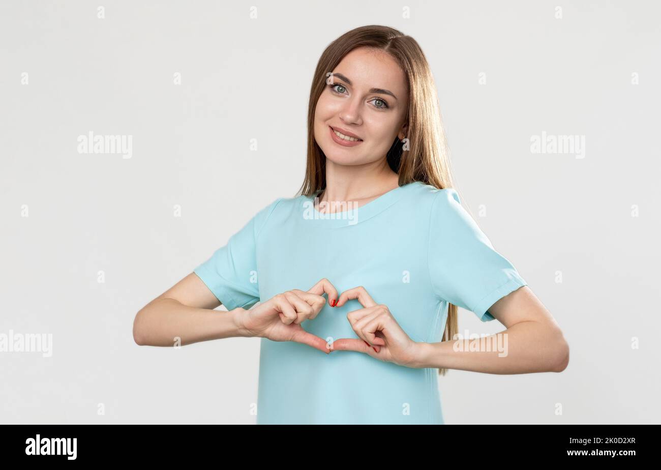 supportive woman affection care cheerful heart Stock Photo - Alamy