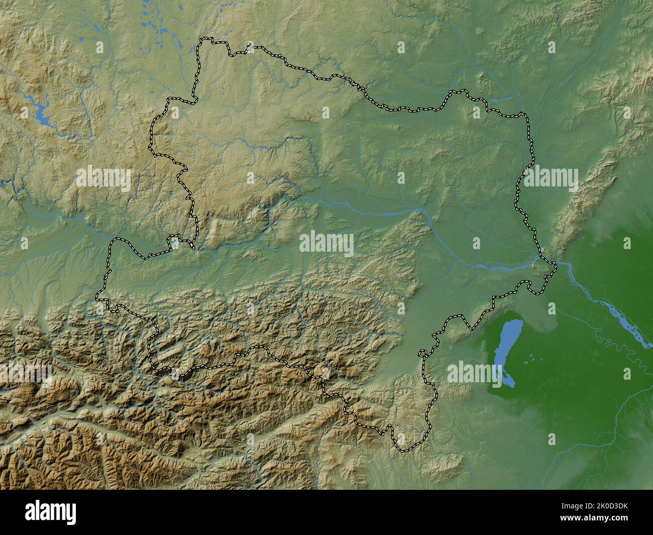 Niederosterreich, state of Austria. Colored elevation map with lakes ...