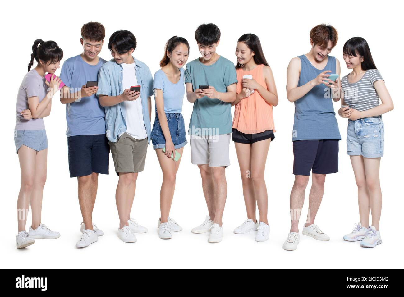 Cheerful Chinese college students using smart phones Stock Photo - Alamy