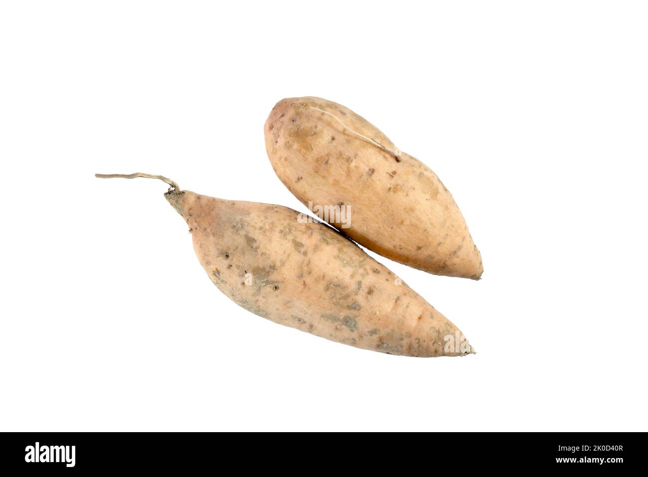 Whole sweet Asian potatoes are isolated on white background. Flat lay ...
