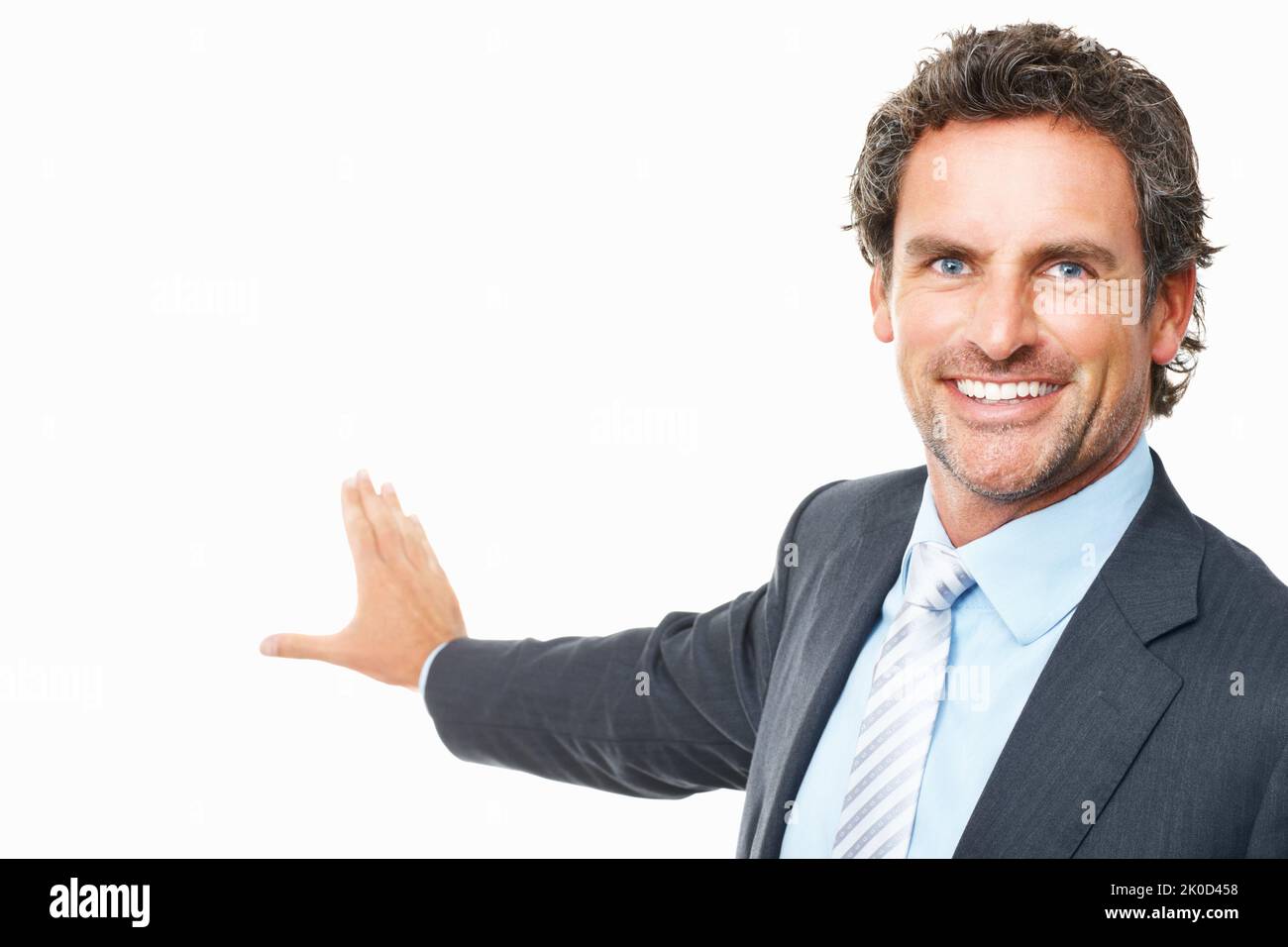 Business man giving presentation. Closeup of handsome business man ...