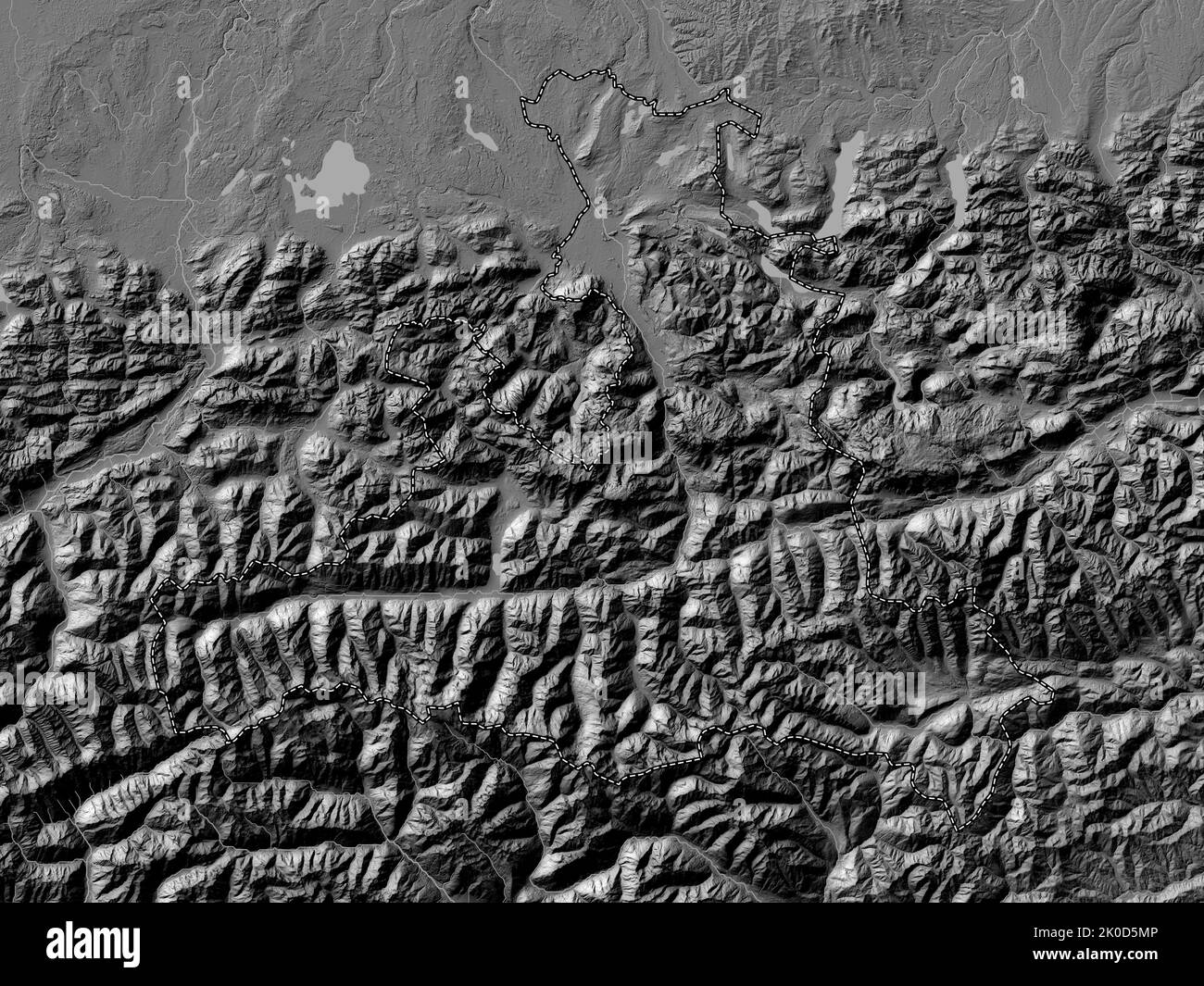 Salzburg, state of Austria. Bilevel elevation map with lakes and rivers Stock Photo - Alamy