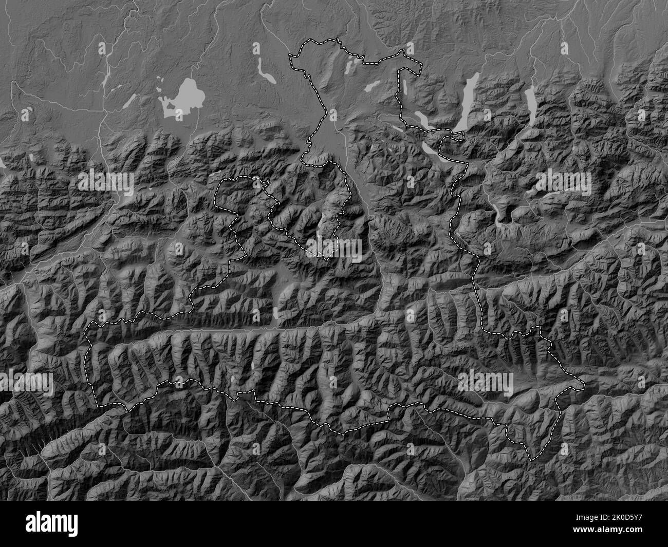 Salzburg, state of Austria. Grayscale elevation map with lakes and rivers Stock Photo - Alamy