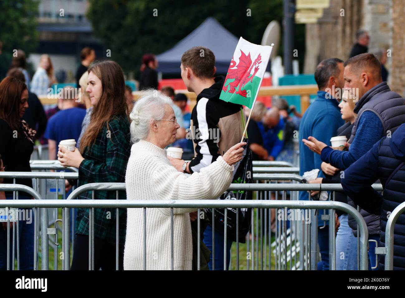 People queue up for entry ahead of the Accession Proclamation Ceremony ...