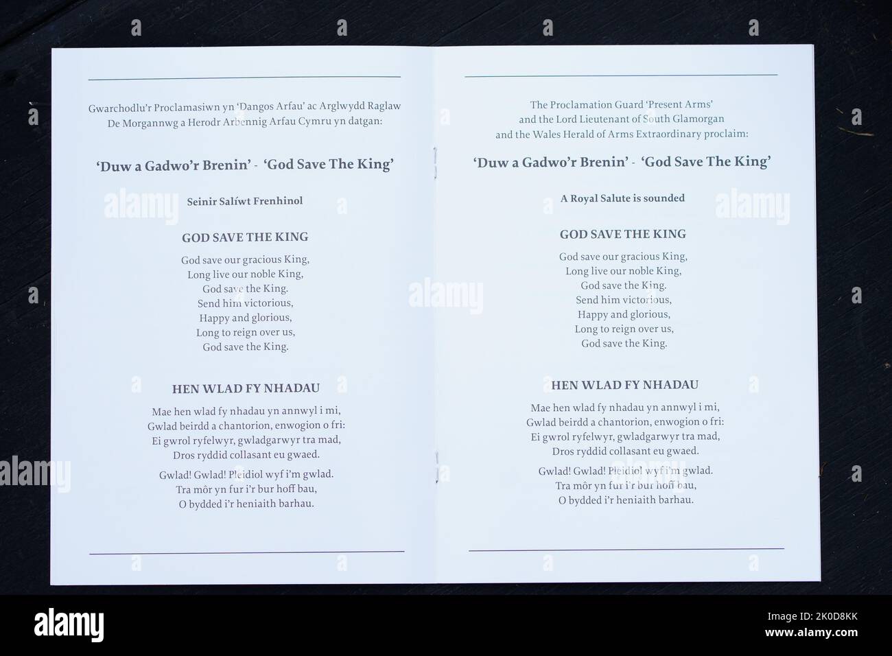 The words of the new National Anthem, God Save the King, in an order of ...