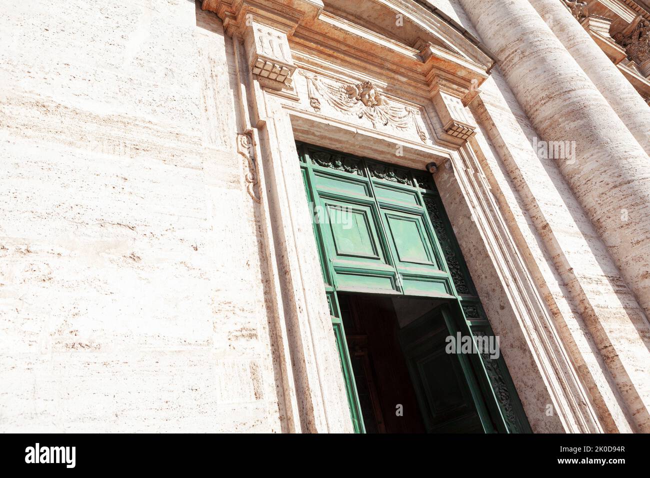 Cathedral doorway with columns . Opened church door Stock Photo - Alamy
