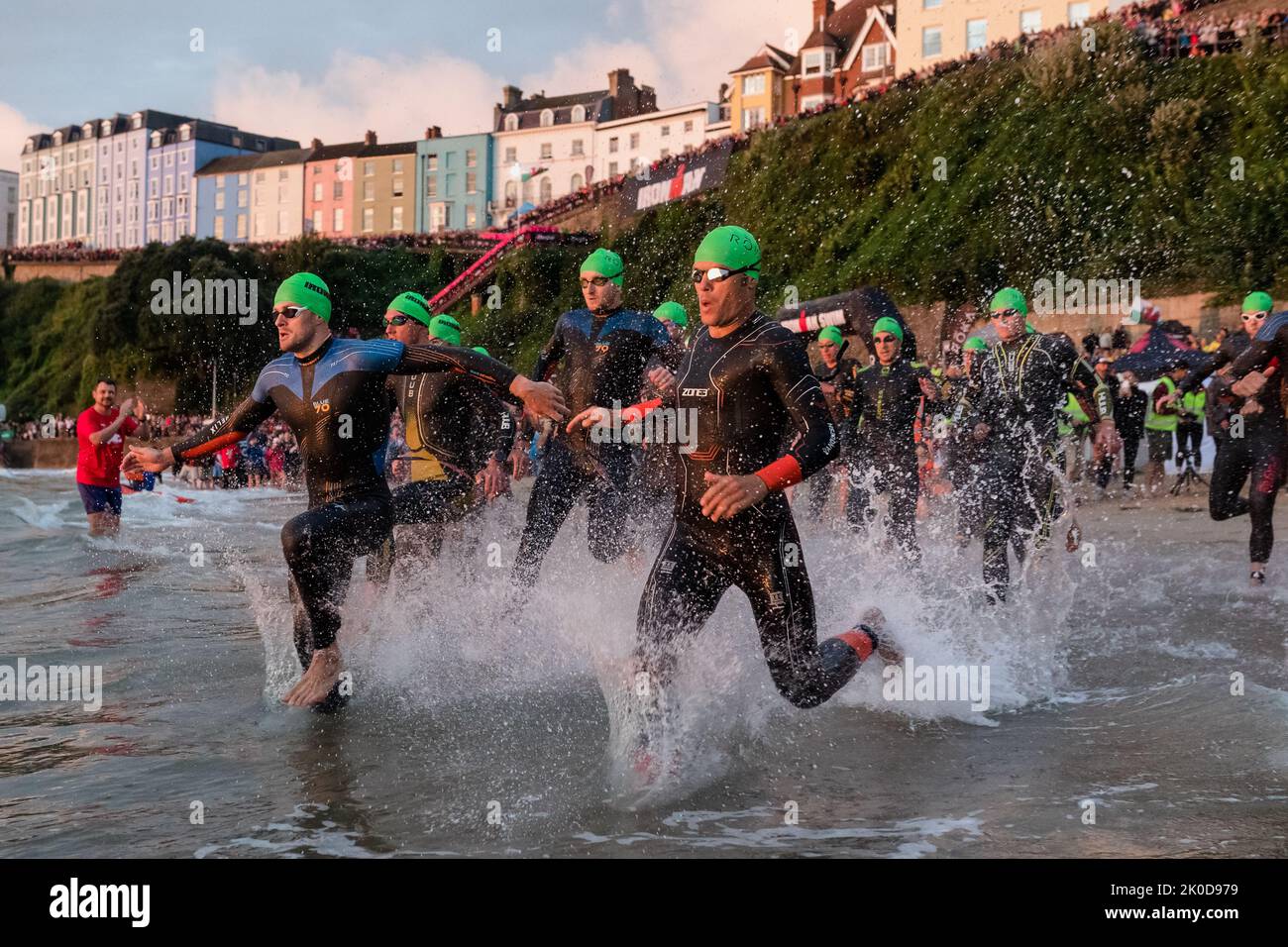 TENBY, UK. 11th Sep, 2022. Ironman Wales Swim Start, North Beach, Wales ...