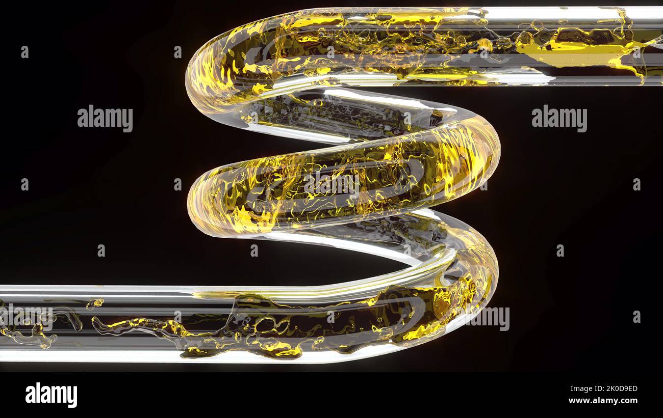 Yellow liquid through glass pipe medical design Chemical laboratory ...