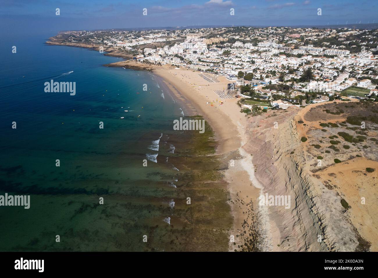 Drone Aerial Praia Da Luz Beach Lagos Portugal Algarve Stock Photo - Alamy