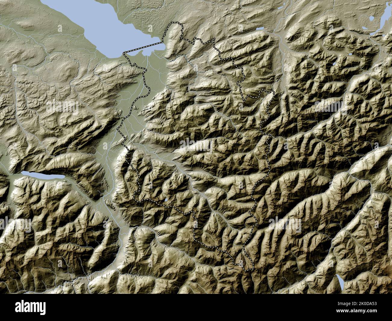 Vorarlberg, state of Austria. Elevation map colored in wiki style with ...