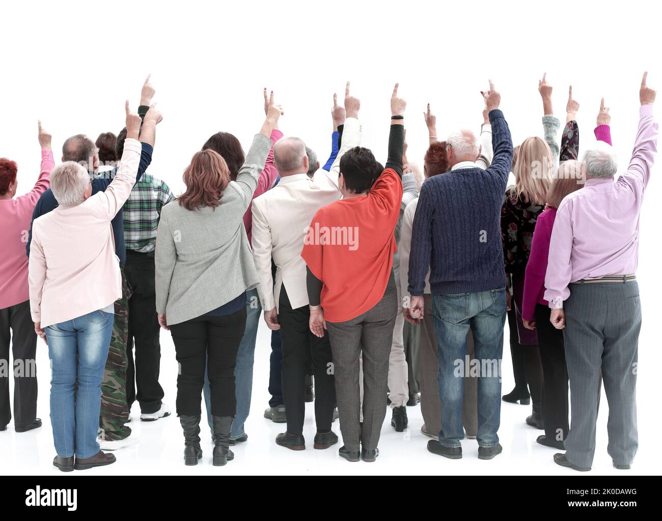 Group of adults people raising their hands up Stock Photo - Alamy