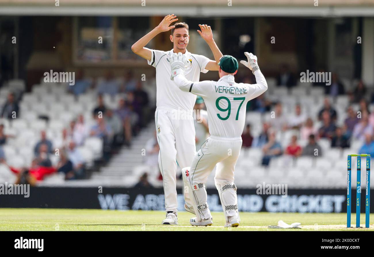 South Africa's Marco Jansen celebrates after dismissing England's Ben ...