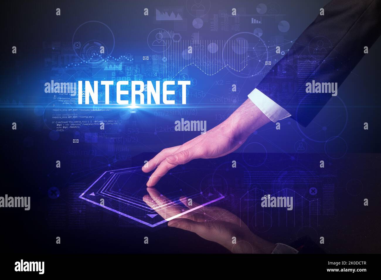 Hand touching digital table concept Stock Photo - Alamy