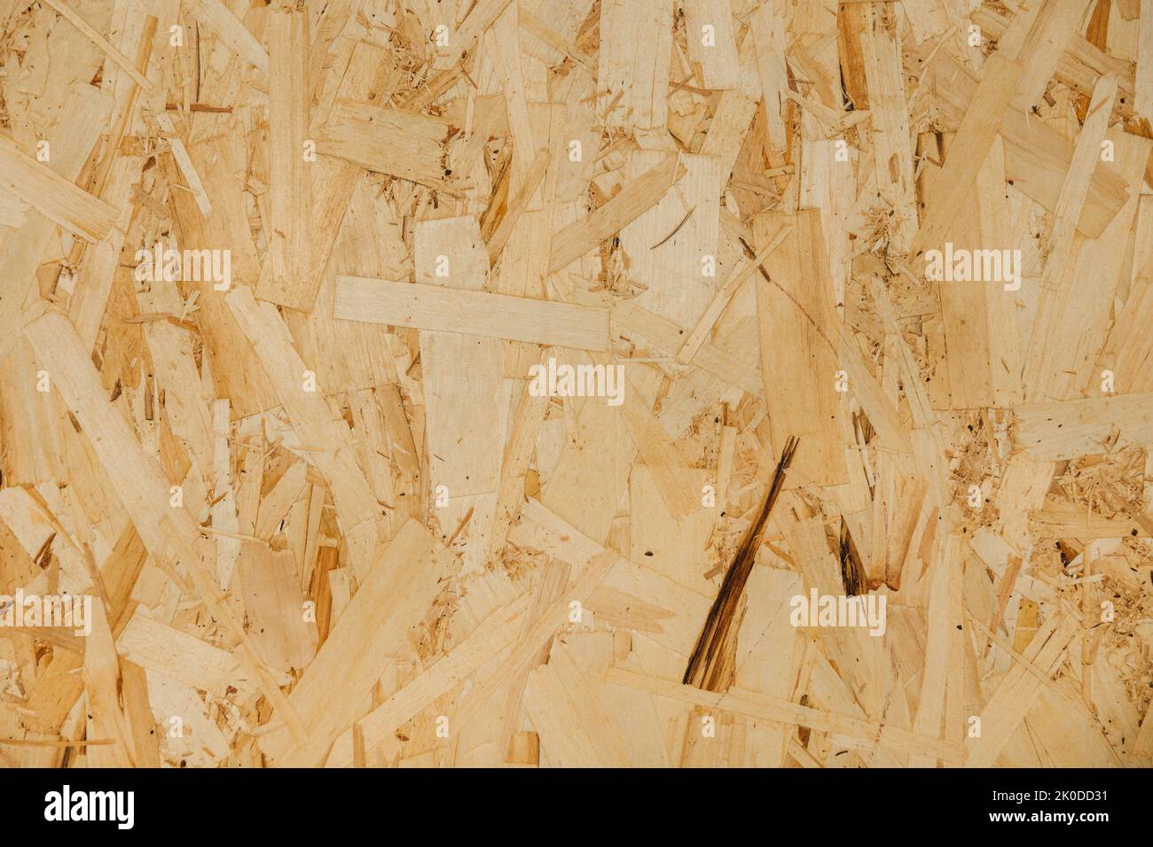 Close up pressed wooden panel background, texture of oriented strand ...