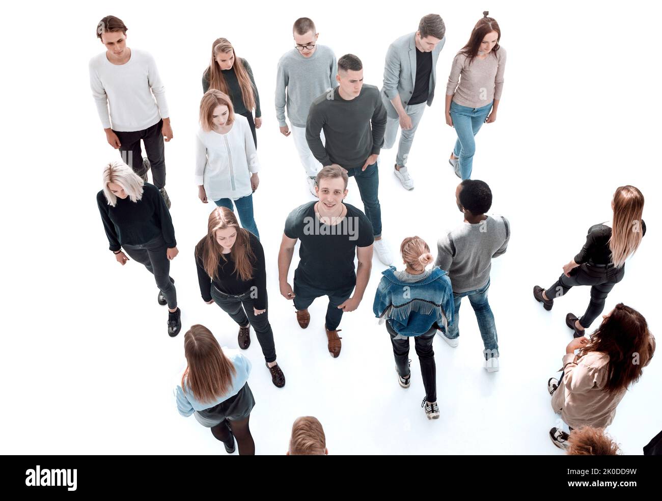 top view . young people moving in opposite directions Stock Photo - Alamy