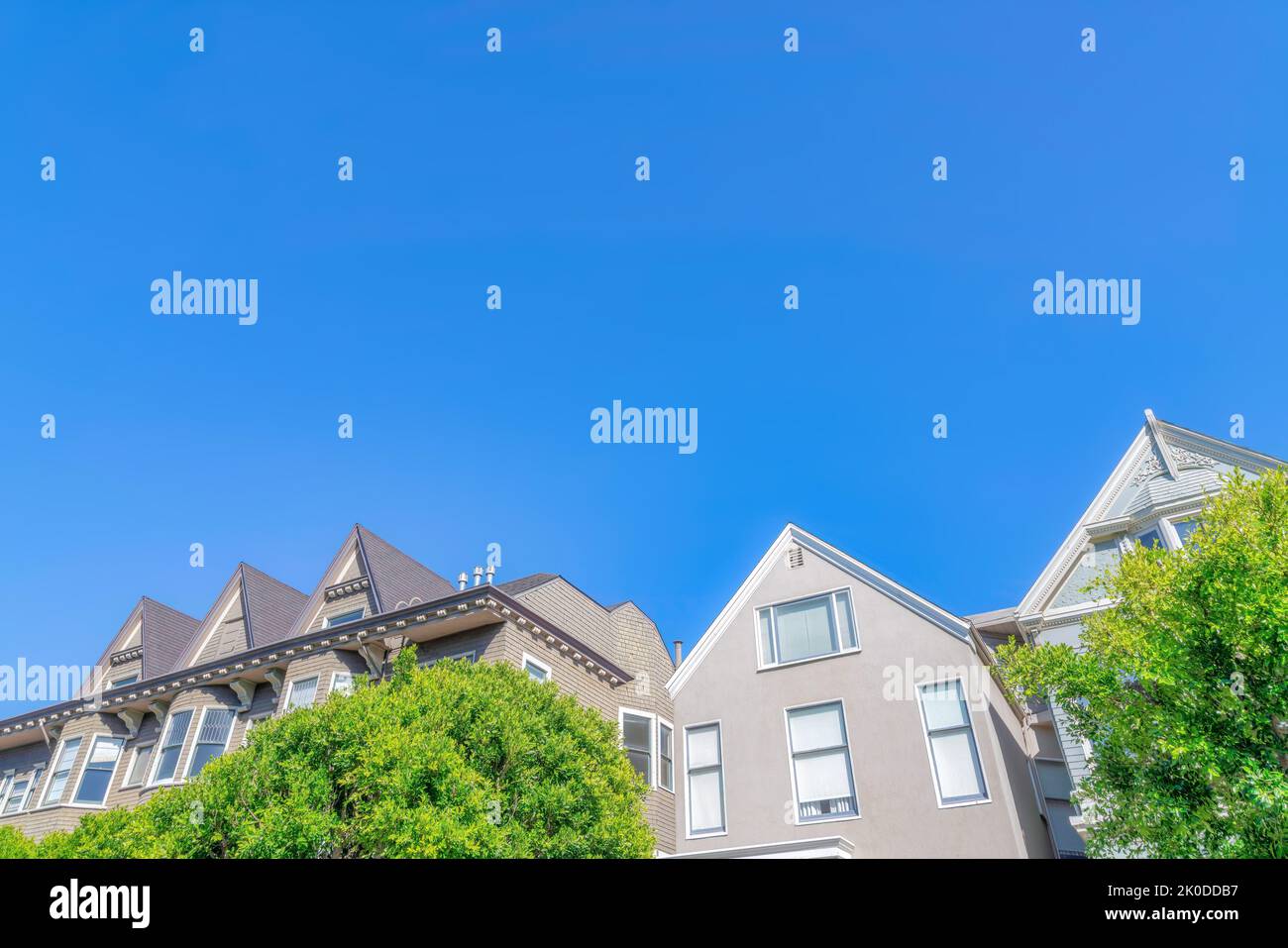 Residential buildings facade in a neighborhood at San Francisco, CA ...