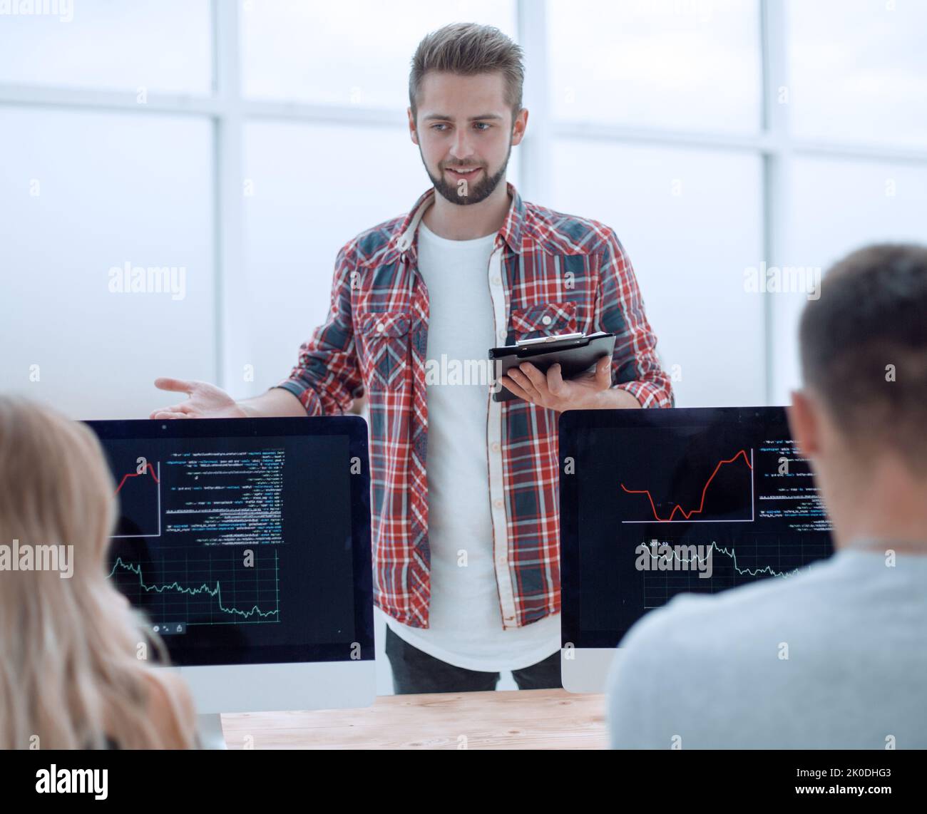 group of employees at the workplace in the office Stock Photo - Alamy