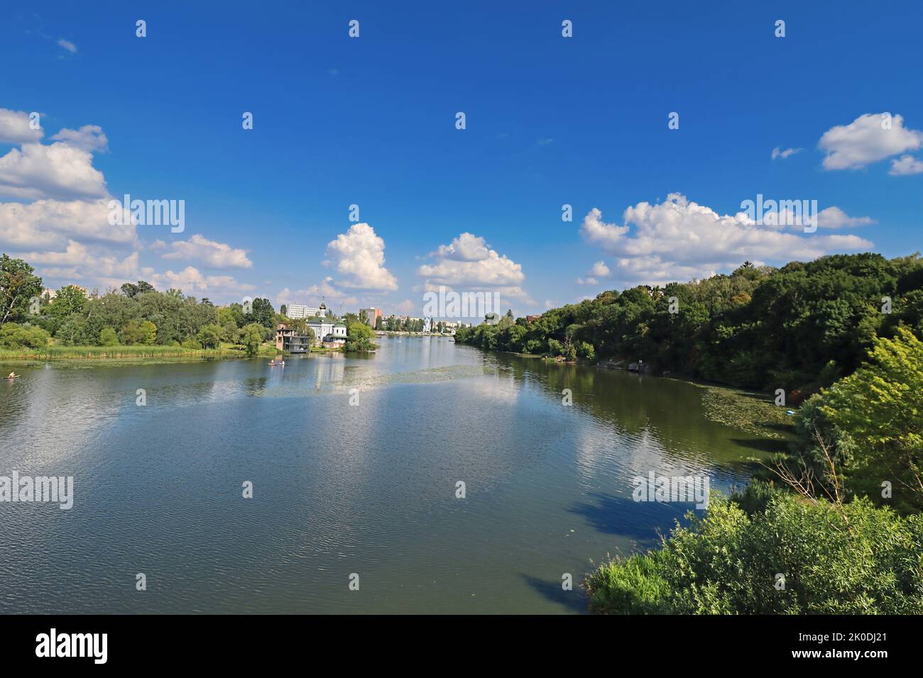 View of Southern Bug river and a church of Blessed Xenia of St ...