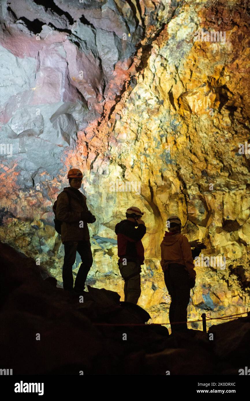 Inside Volcano Adventure in Iceland Stock Photo - Alamy