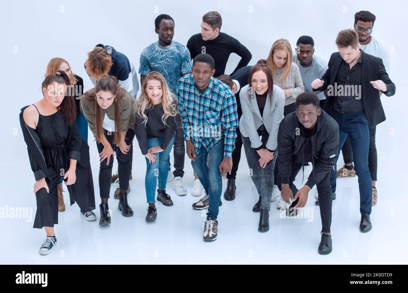 large group of diverse young people starting forward Stock Photo - Alamy