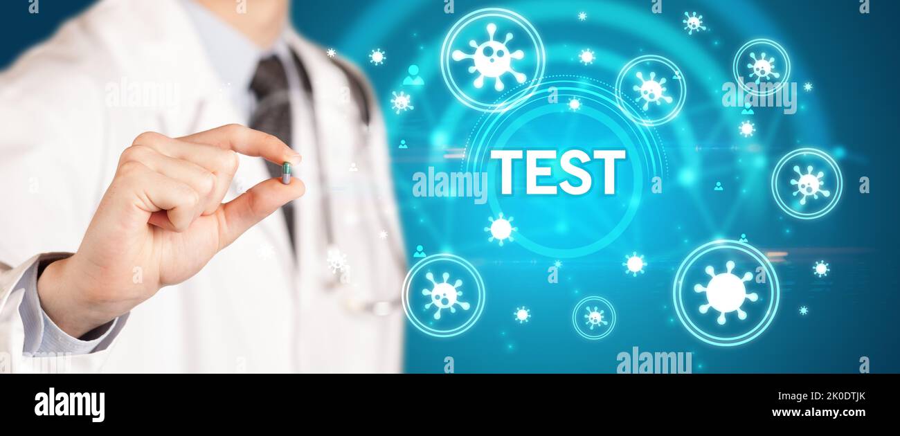 Doctor giving pill, virus concept Stock Photo - Alamy