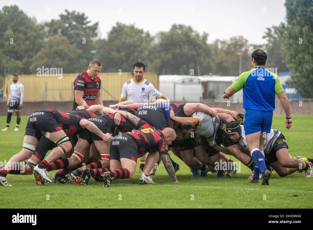 Rugby match between NRK Trojan (black-red) and Stockholm Exiles in ...