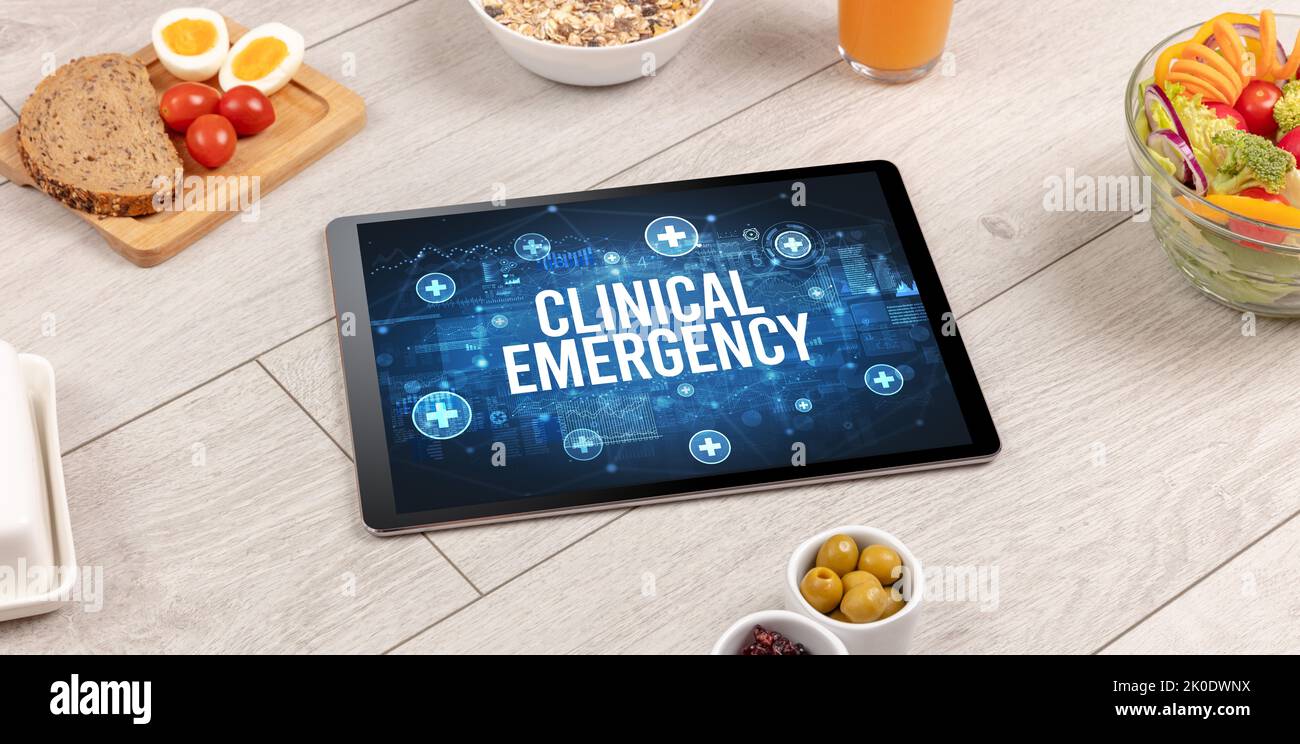 Tablet Pc with fruits, healthy concept Stock Photo - Alamy