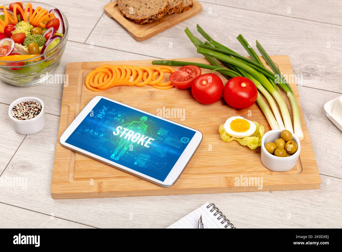 Tablet Pc with fruits, medical concept Stock Photo - Alamy