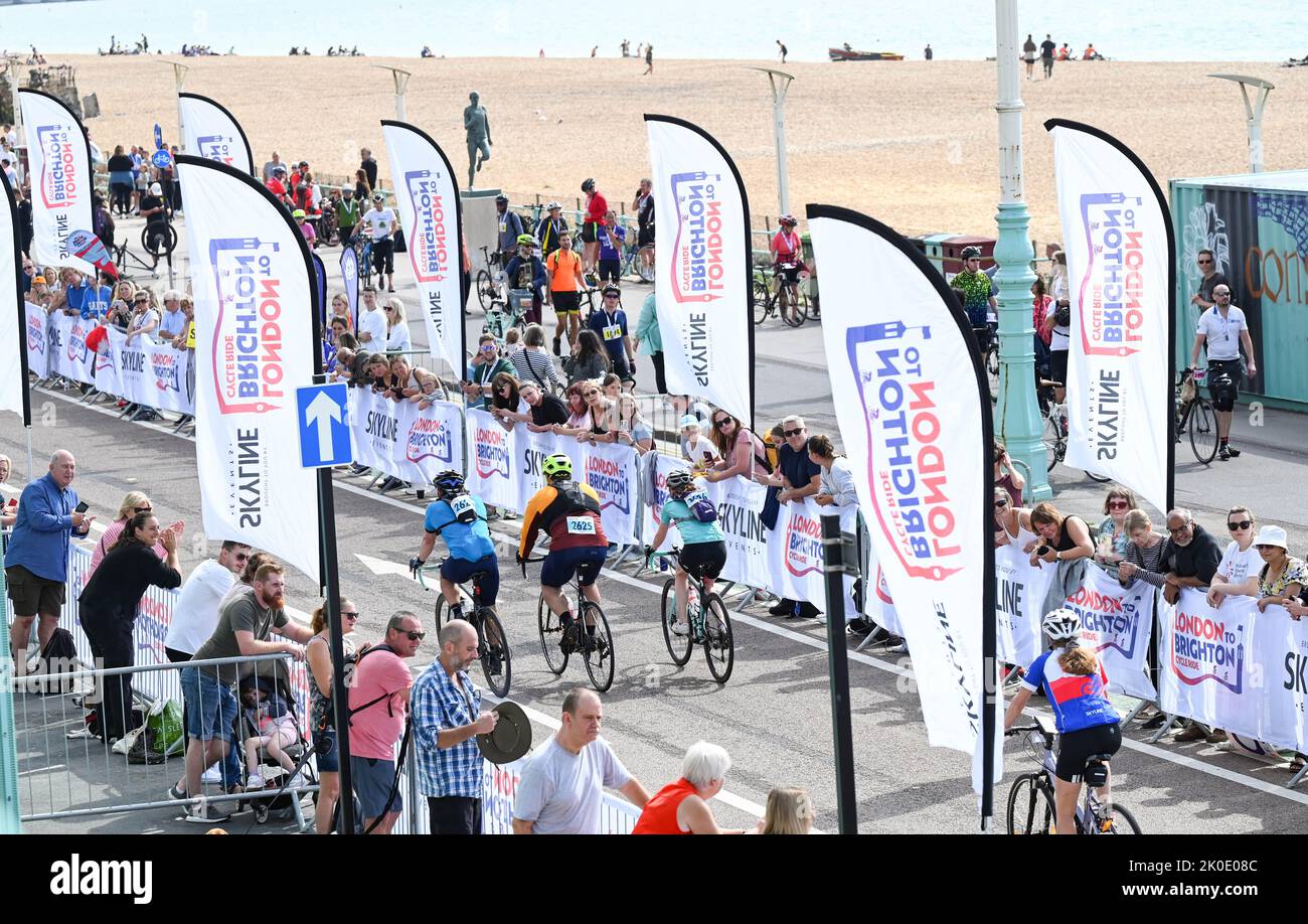 Brighton UK 11th September 2022 - Riders taking part in the London to ...