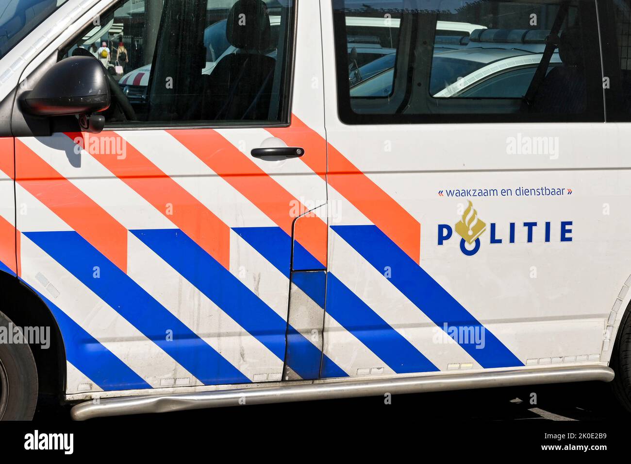 Amsterdam, Netherlands - August 2022: Side view of a police car parked ...